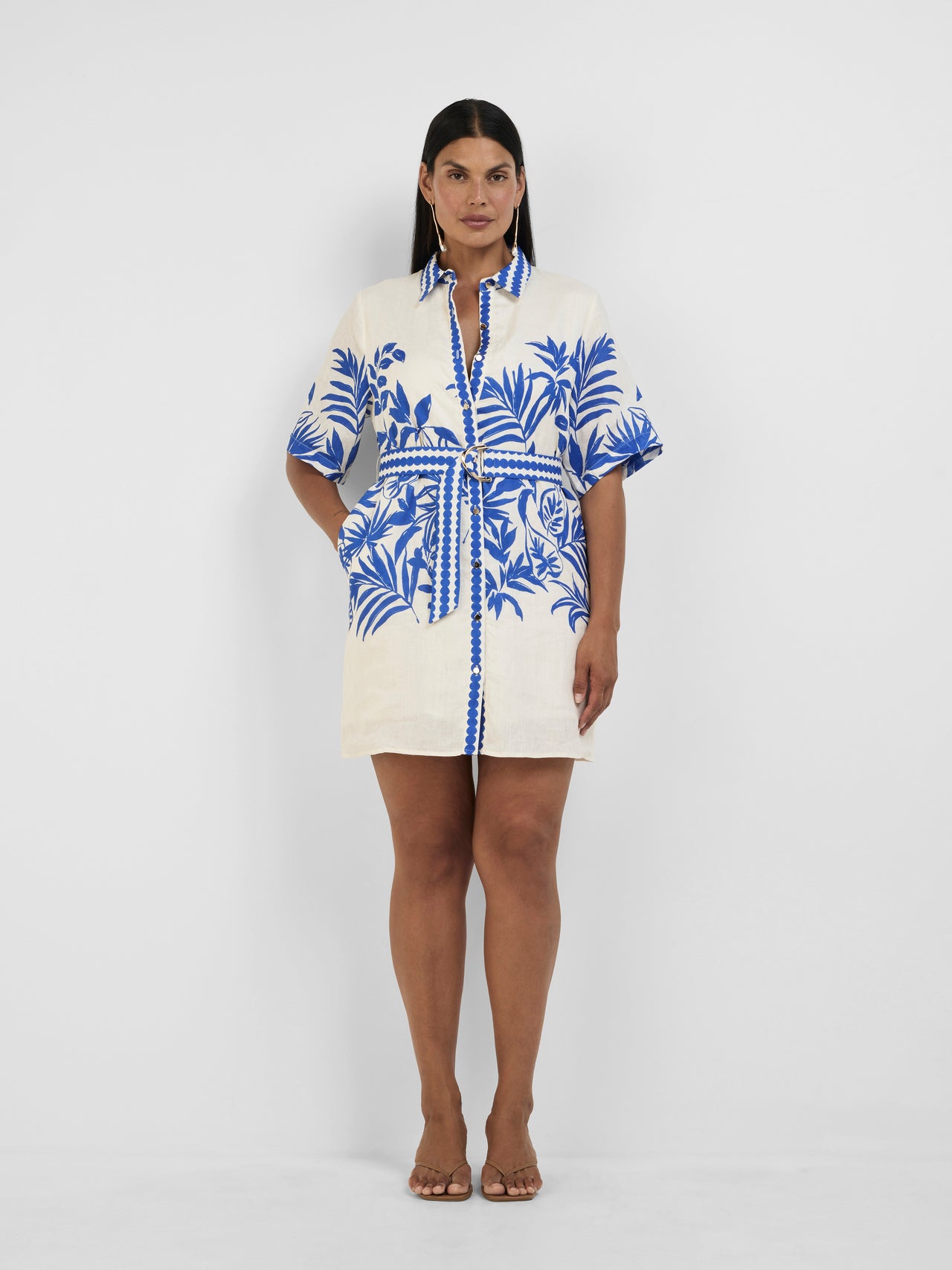 Becca Palm Mini Dress Print | Linen Mini Dress | SHEIKE