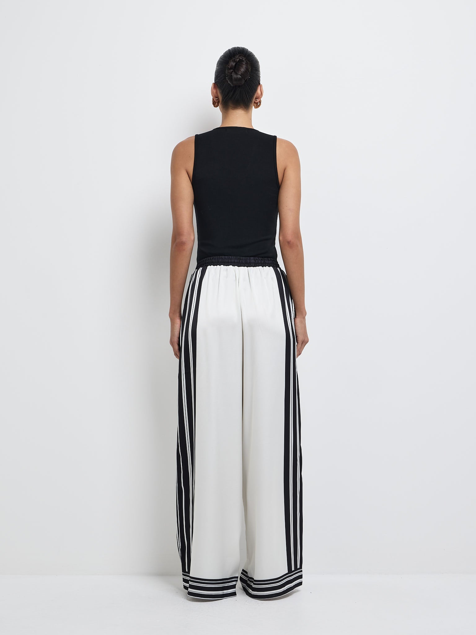 Lisa Pant Stripe | Satin Wide Leg Pant | SHEIKE