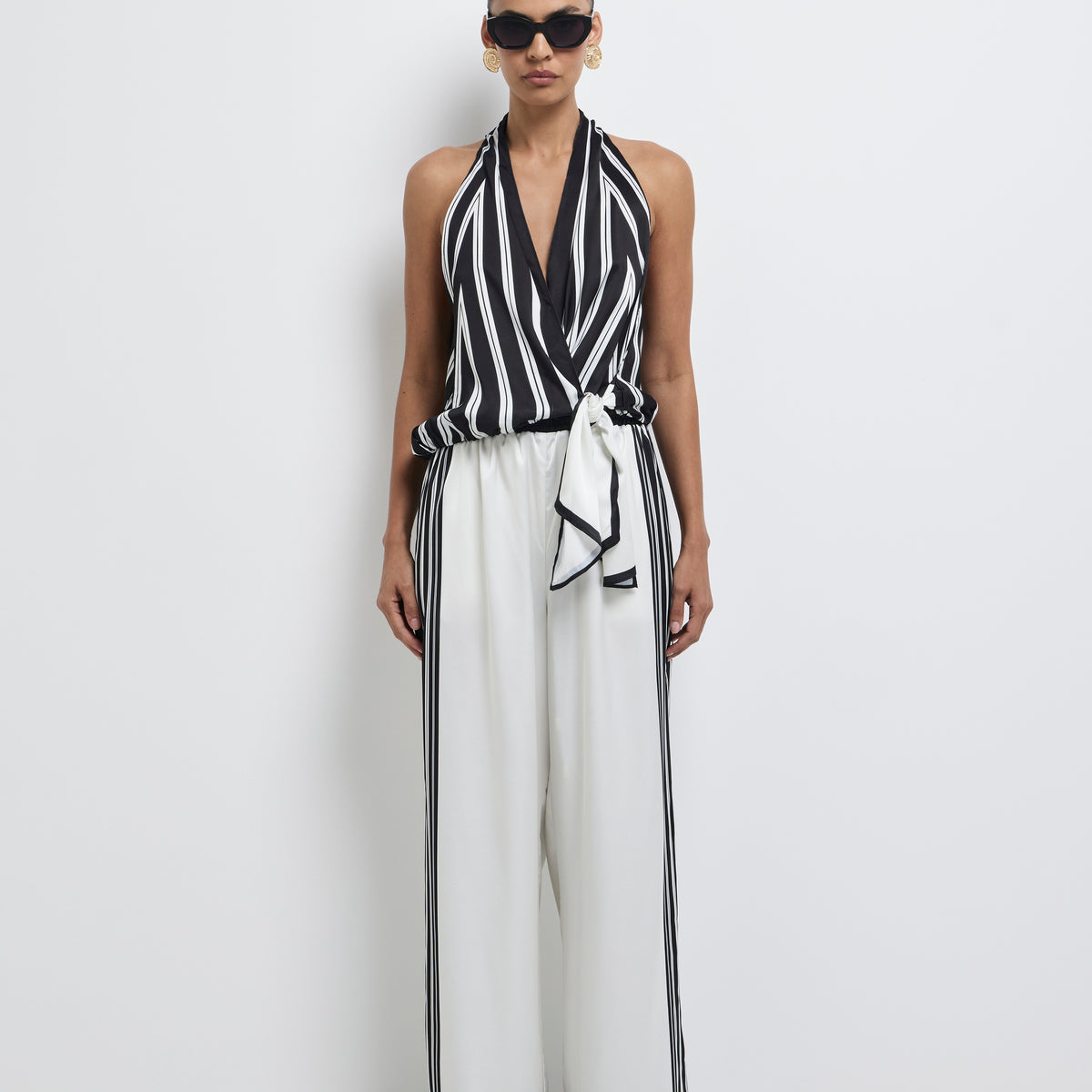 Lisa Top Stripe | Satin Halter Top | SHEIKE