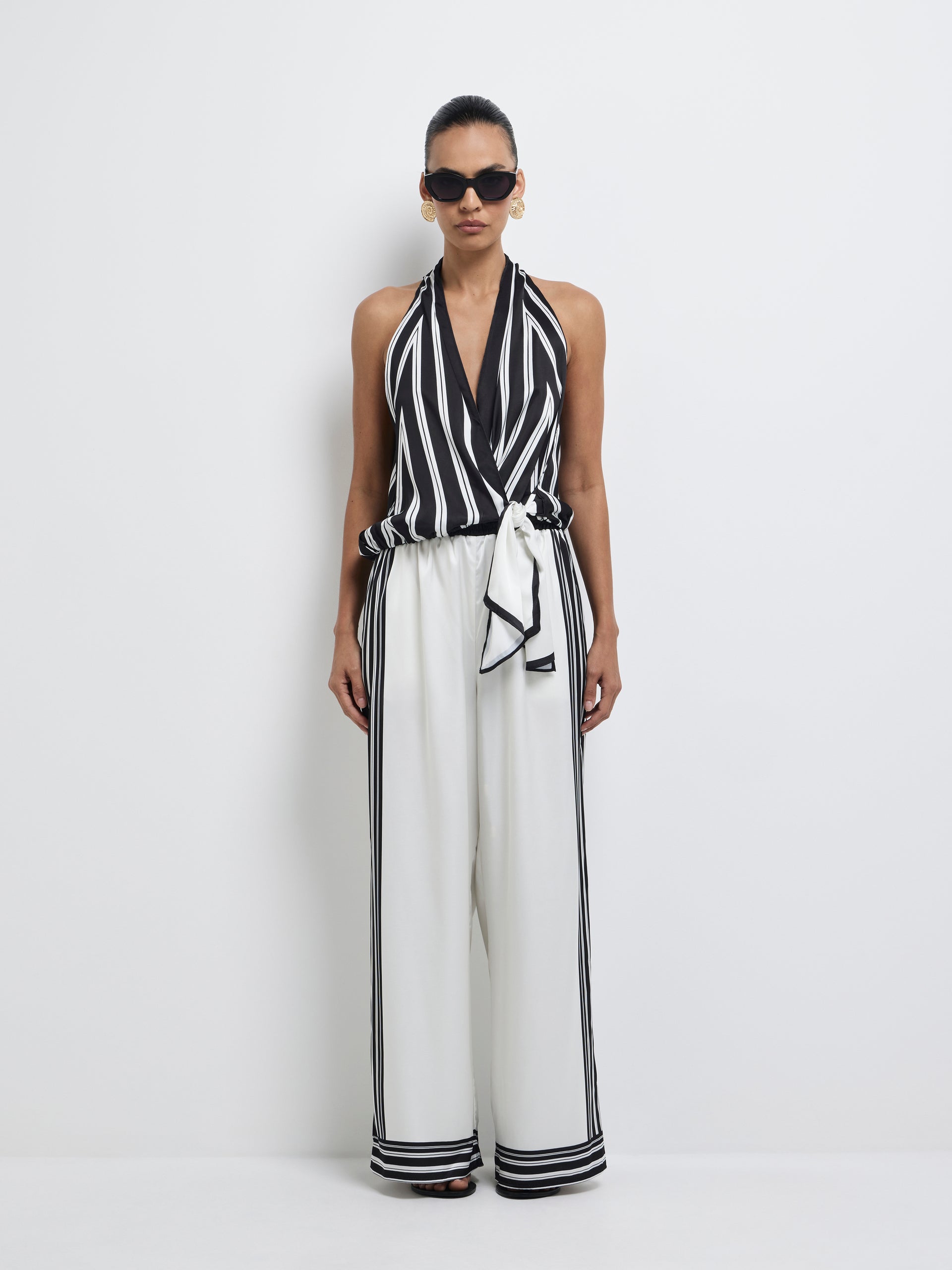 Lisa Top Stripe | Satin Halter Top | SHEIKE