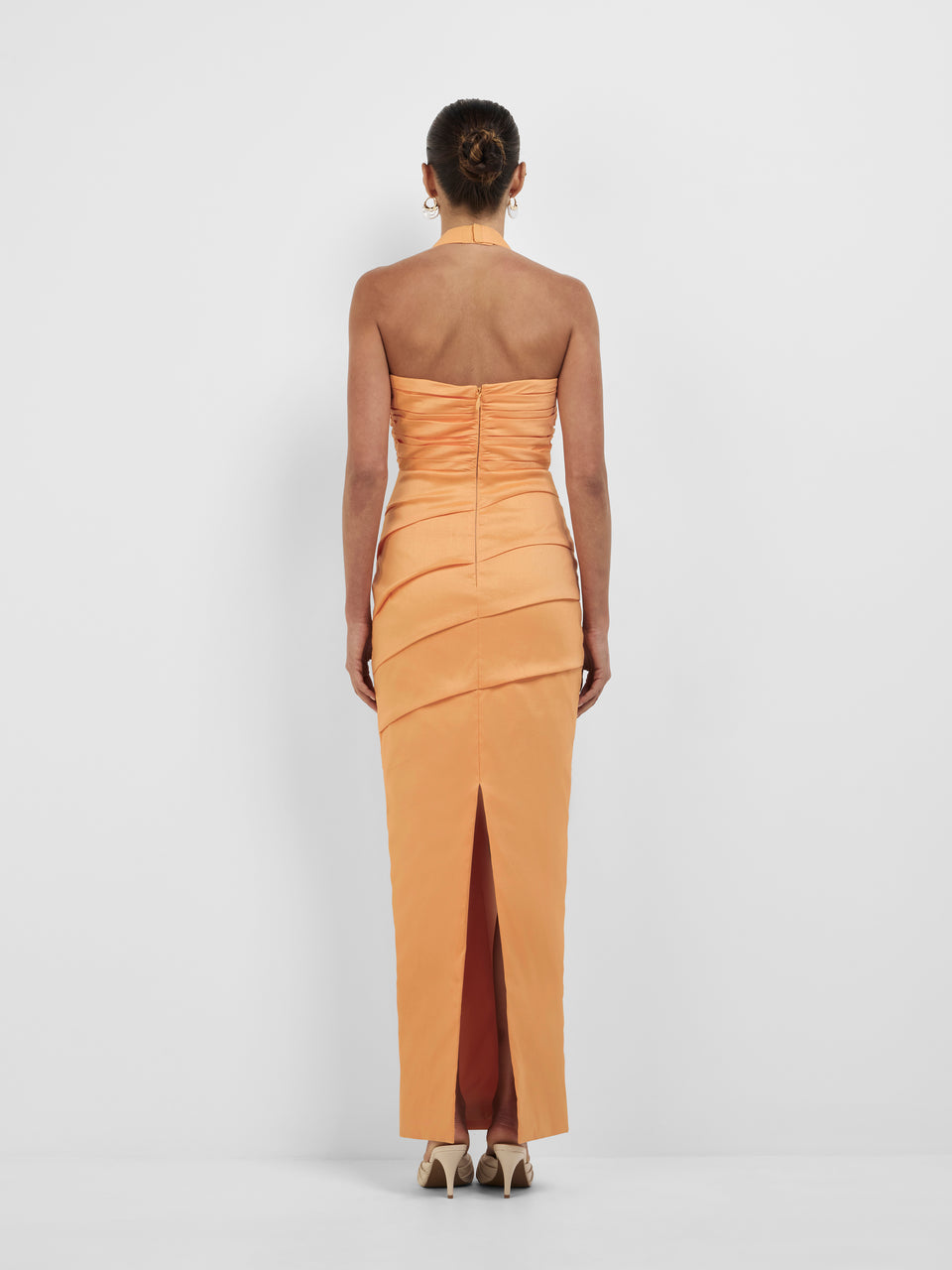 Carrie Gown Orange | Halter Neck Maxi Dress | SHEIKE