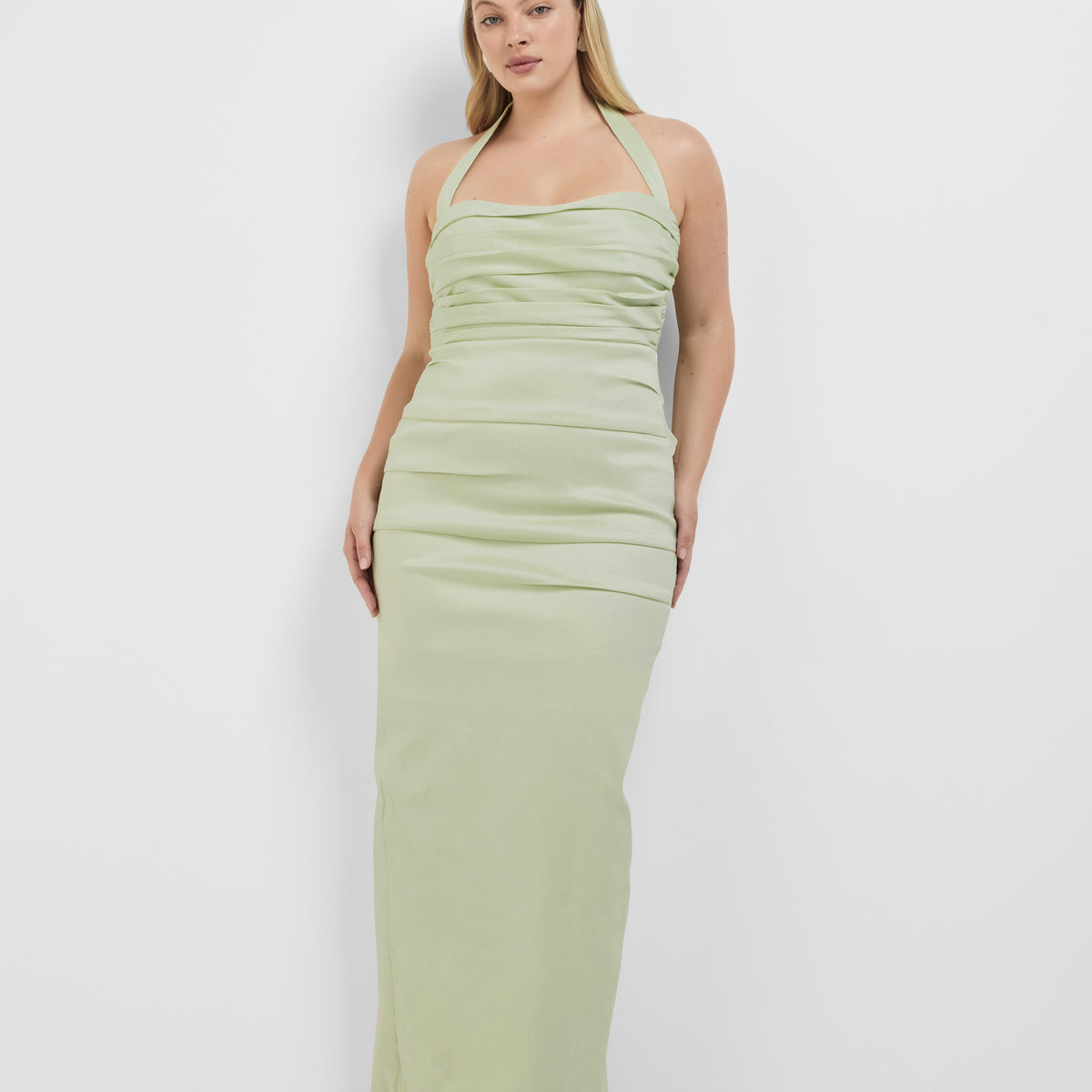 Carrie Gown Avocado | Halter Neck Maxi Dress | SHEIKE