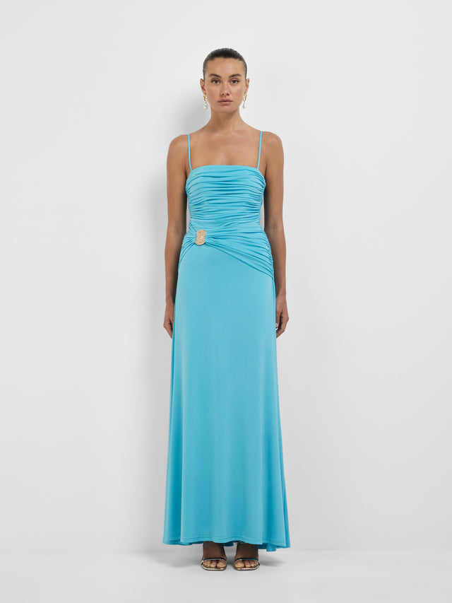 Kara Gown Blue | Jersey Maxi Dress | SHEIKE