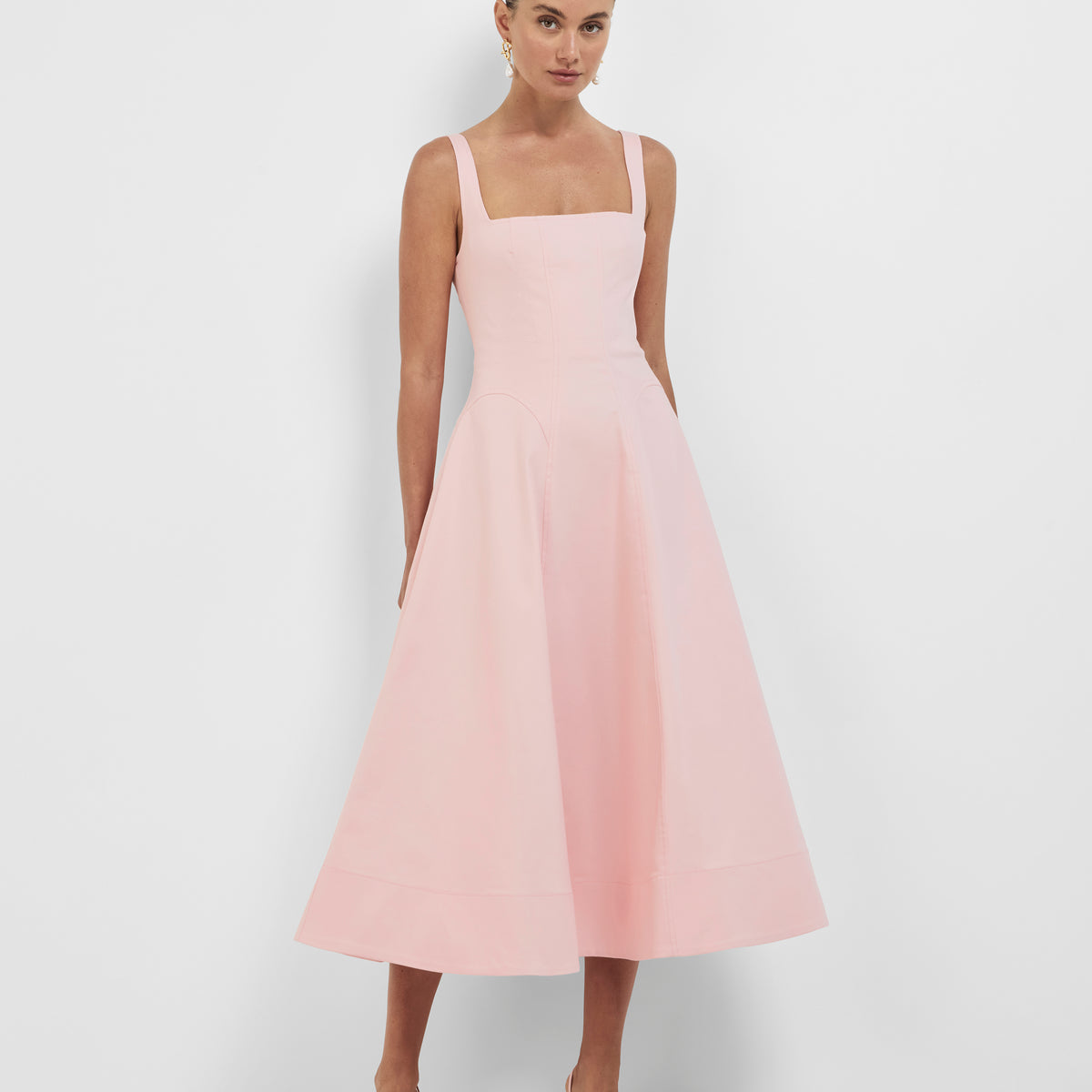Astra Dress Pink | A-Line Midi Dress | SHEIKE