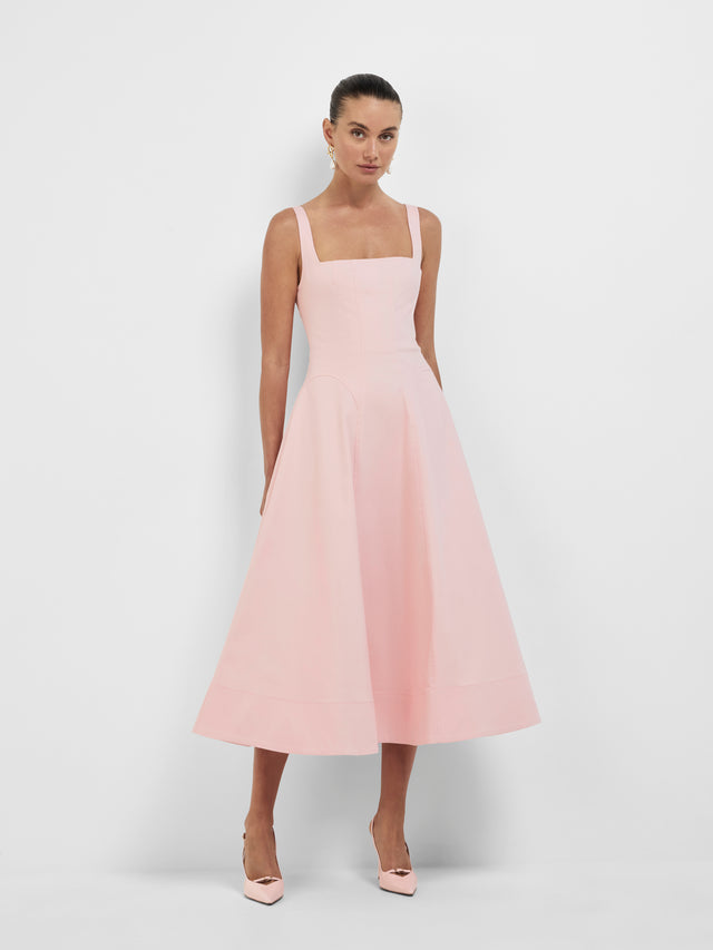 Astra Dress Pink | A-Line Midi Dress | SHEIKE