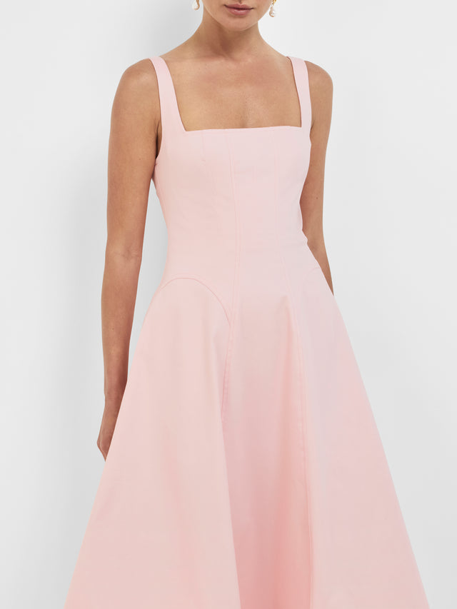 Astra Dress Pink | A-Line Midi Dress | SHEIKE