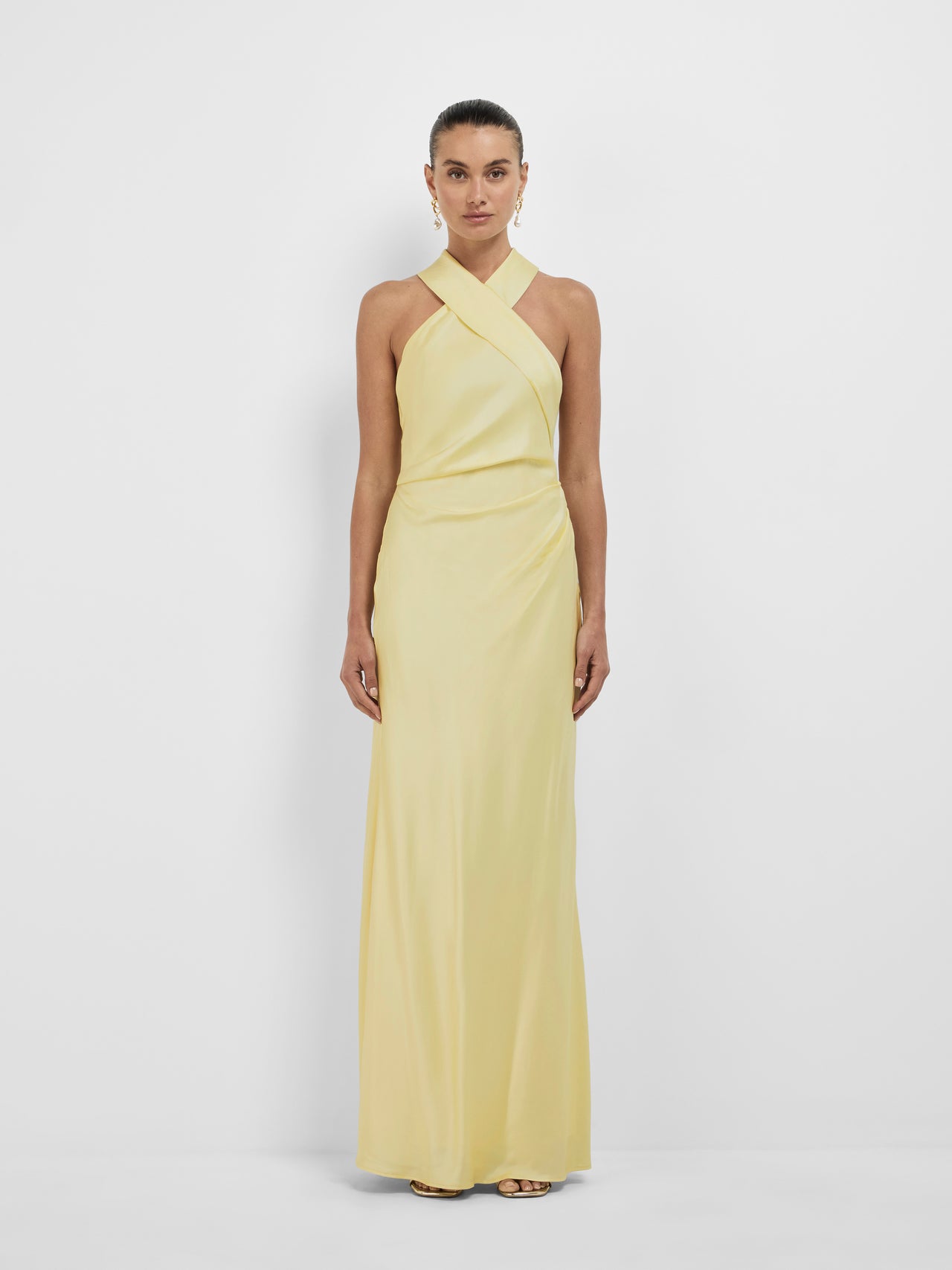 Liora Gown Lemon | Satin Maxi Dress | SHEIKE