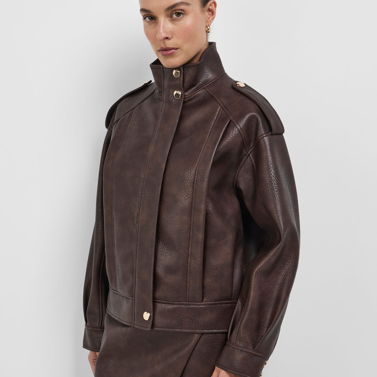 Jules Jacket Cocoa | PU Leather Jacket | SHEIKE