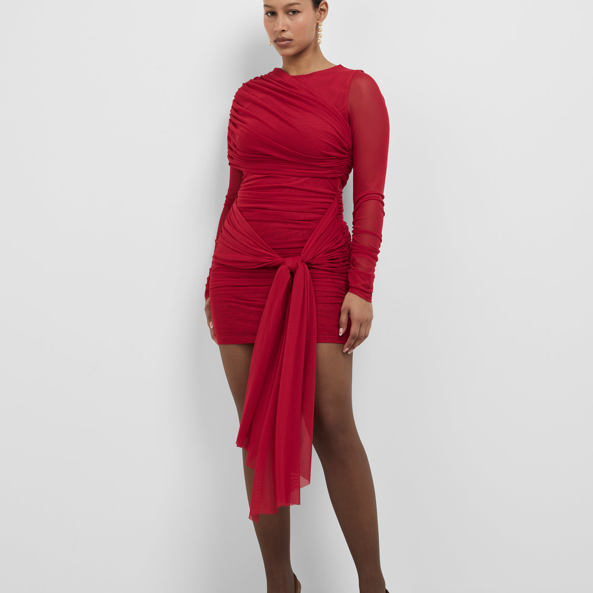 Gizelle Mini Dress Red | Mesh Mini Dress | SHEIKE