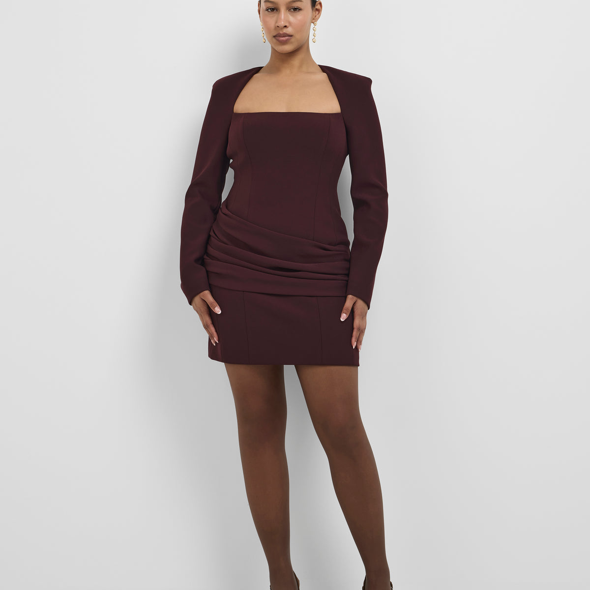 Valarie Mini Dress Deep Berry | Long Sleeve Mini | SHEIKE