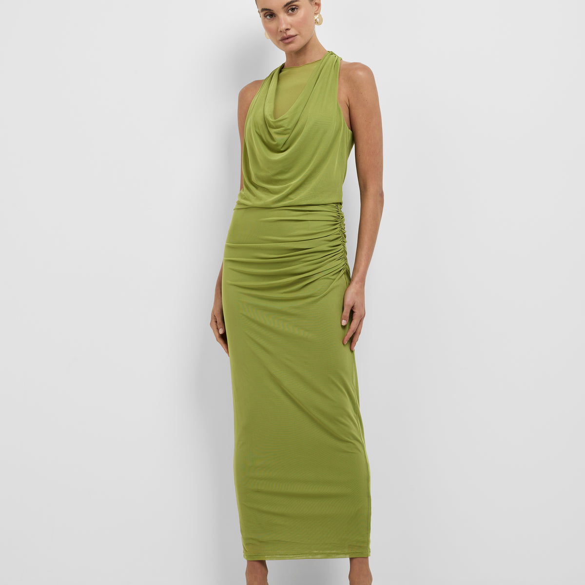 Rana Dress Green | High Neck Bodycon Dress | SHEIKE
