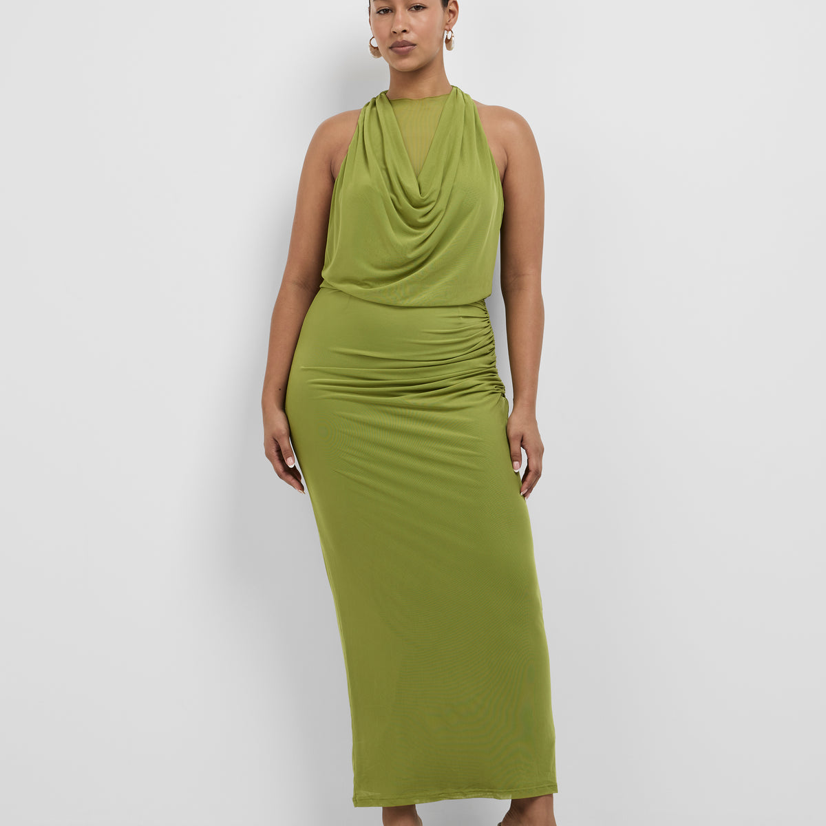 Rana Dress Green | High Neck Bodycon Dress | SHEIKE