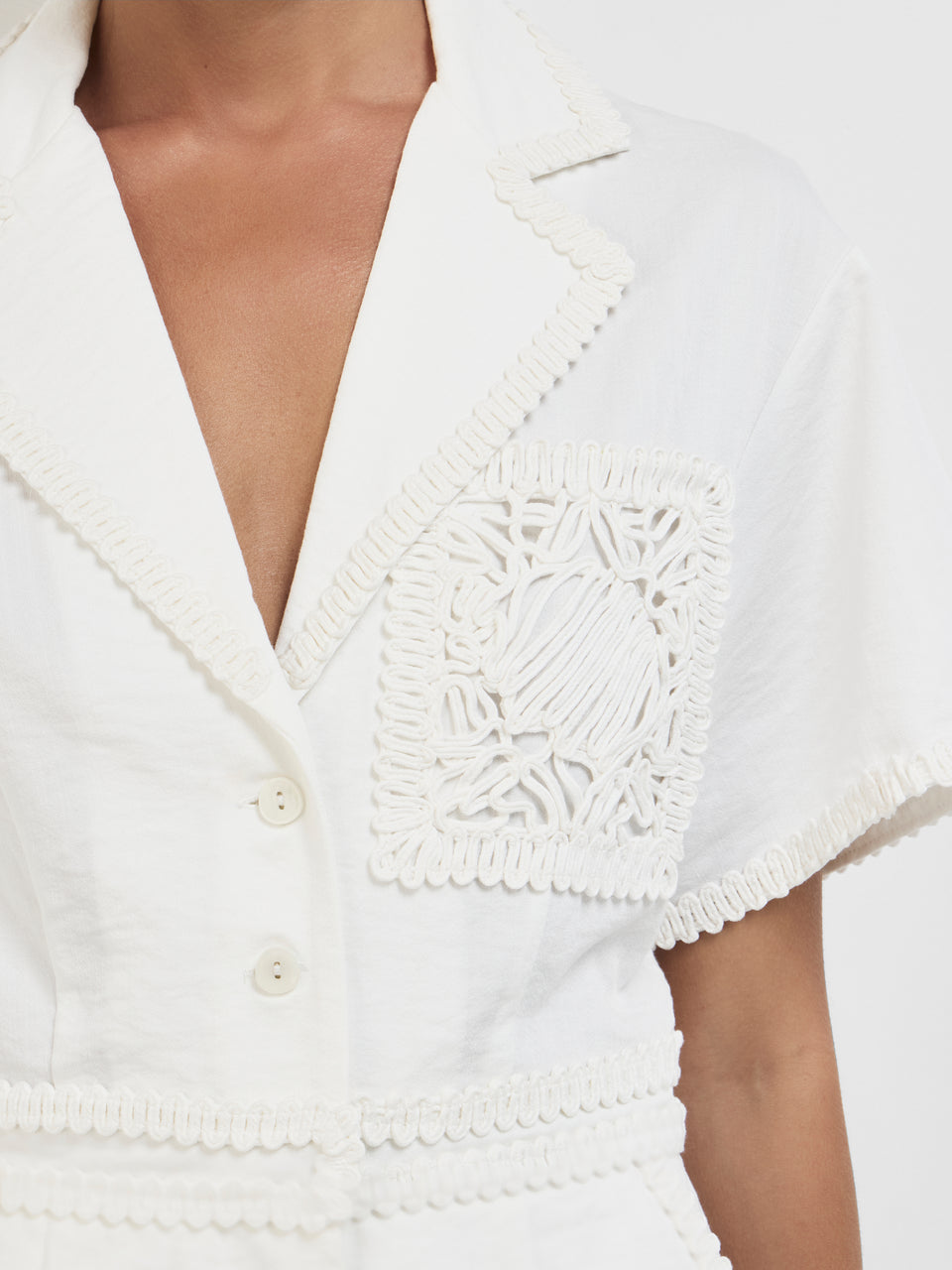 Marbella Playsuit White | Embroidered Playsuit | SHEIKE