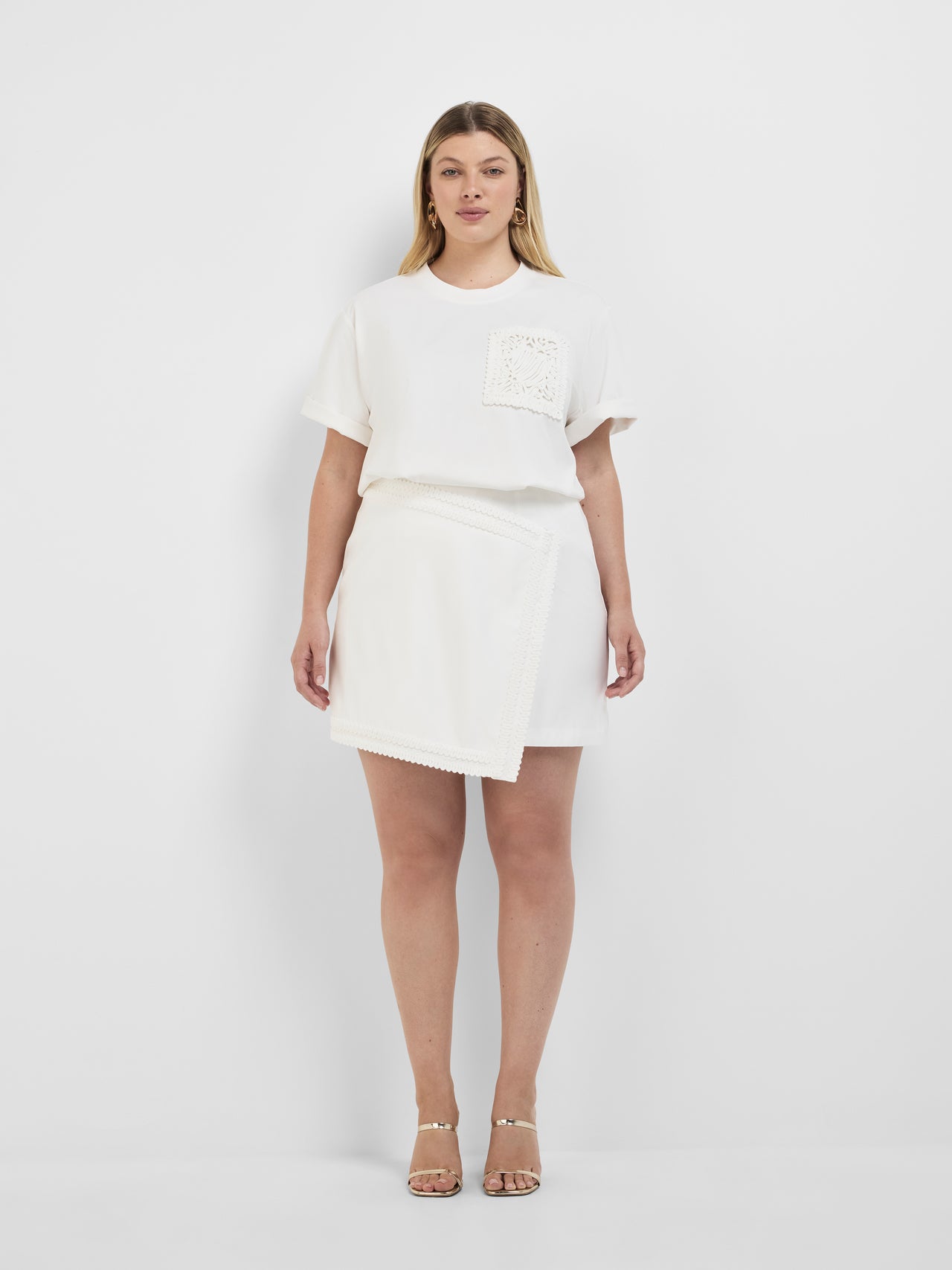Marbella Mini Skirt Ivory | Embroidered Mini Skirt | SHEIKE