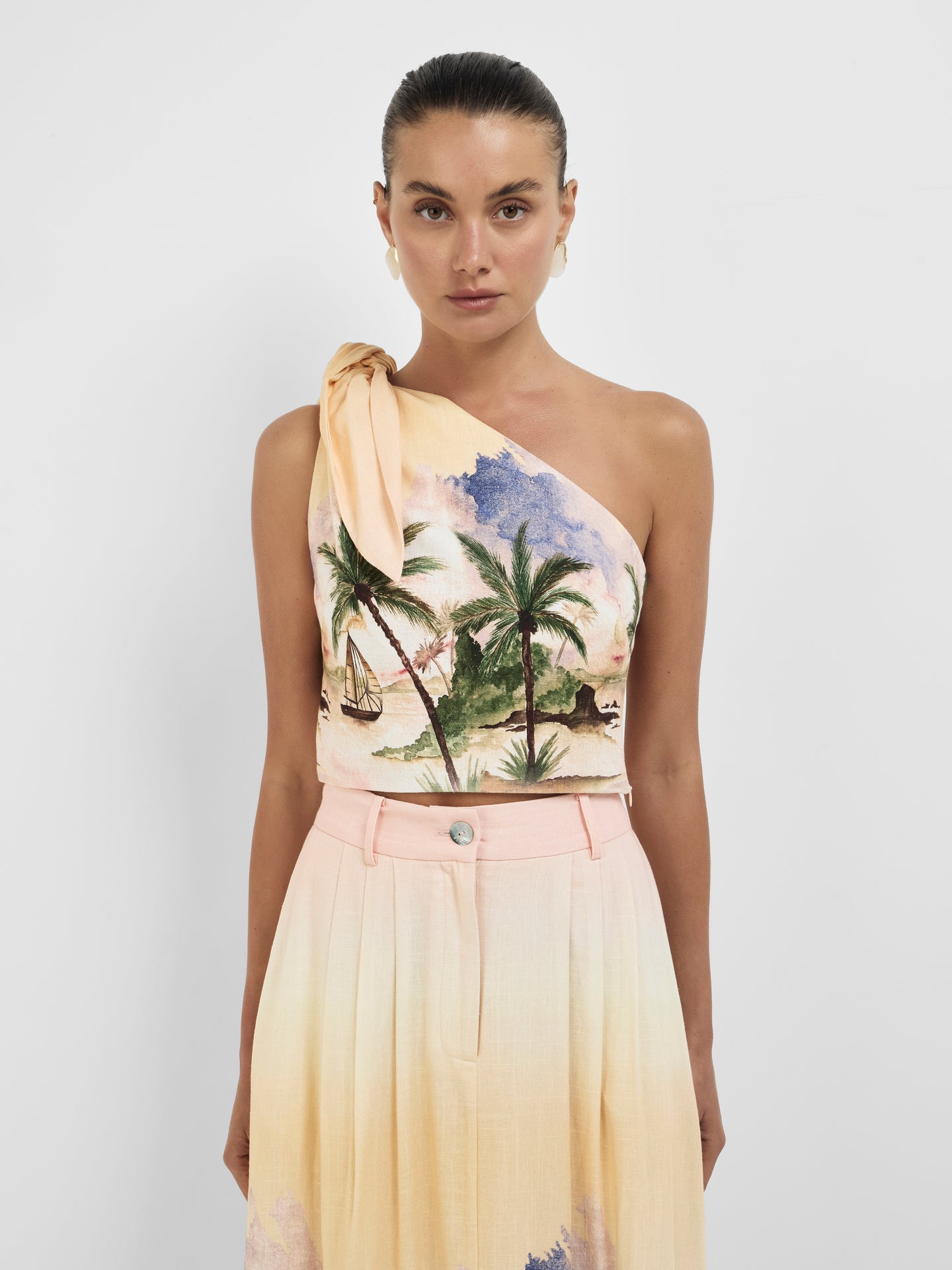 Seascape Top Print | One Shoulder Top | SHEIKE