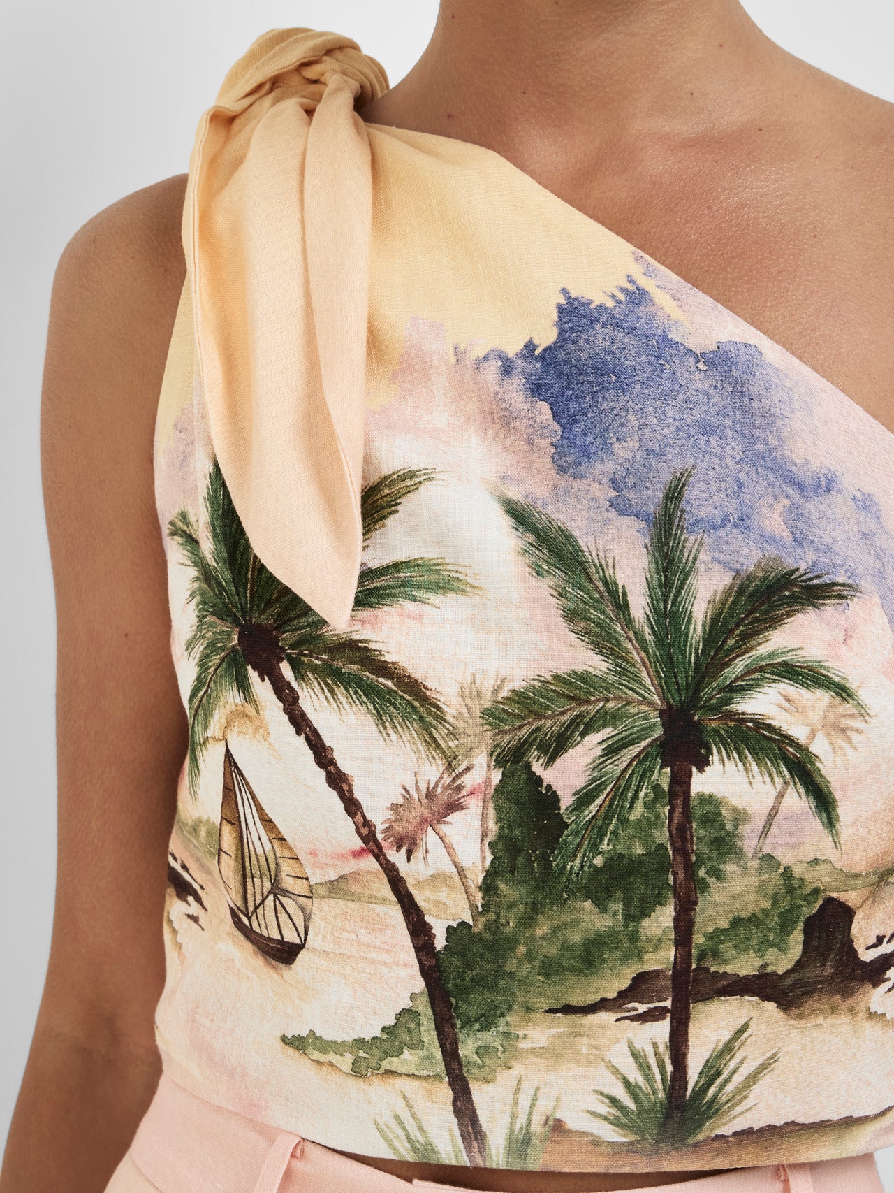 Seascape Top Print | One Shoulder Top | SHEIKE