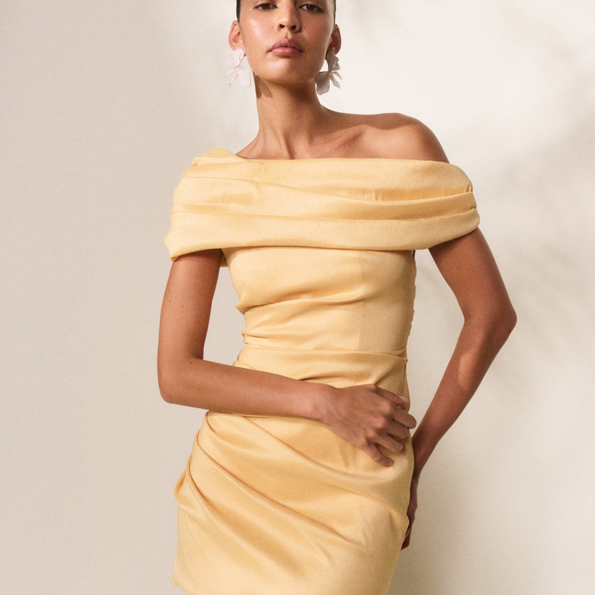 Brae Mini Dress Mango | Off-Shoulder Dress | SHEIKE