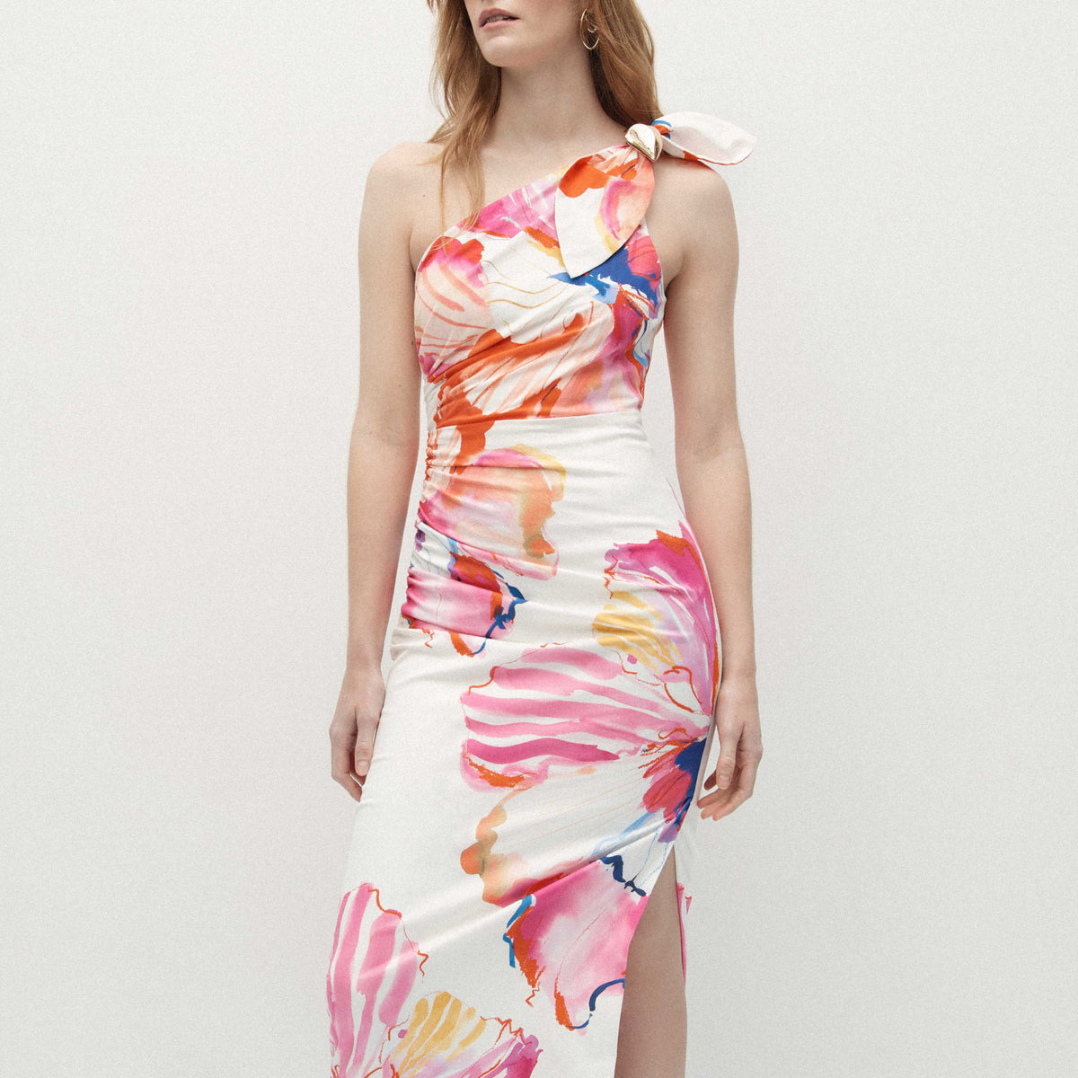 Fleur Blooms Midi Dress Floral | One Shoulder Dress | SHEIKE