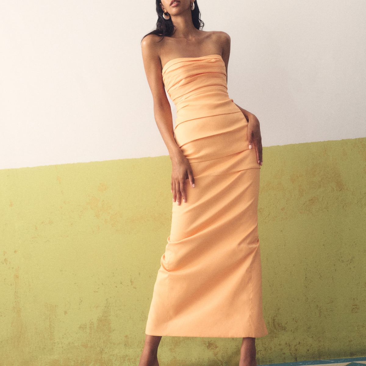 Carrie Gown Orange | Halter Neck Maxi Dress | SHEIKE