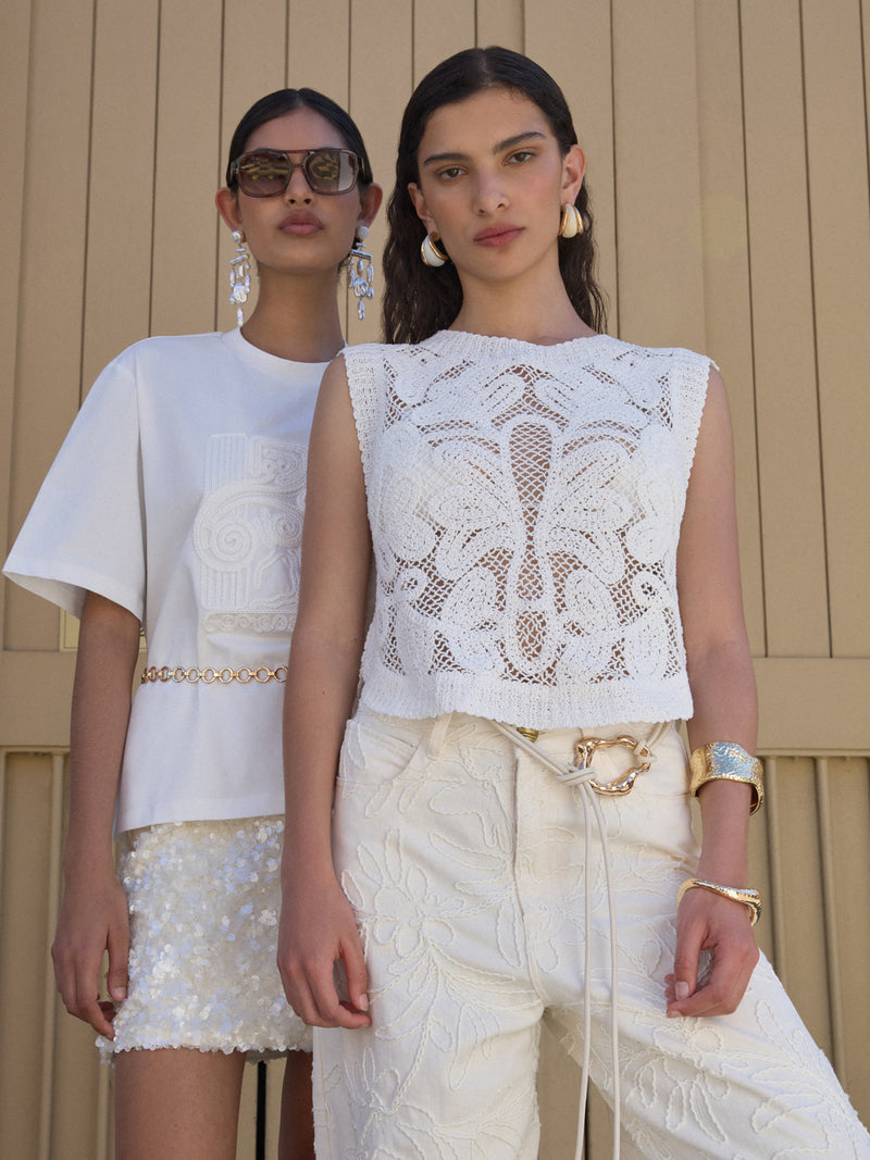 Bella Crochet Top White | Sleeveless Crochet Top | SHEIKE