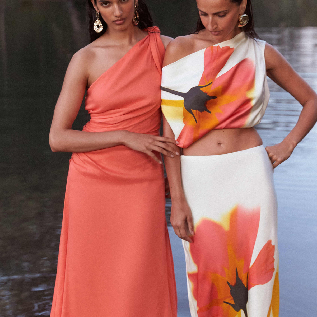 Azalea Midi Dress Coral | One Shoulder Dress | SHEIKE