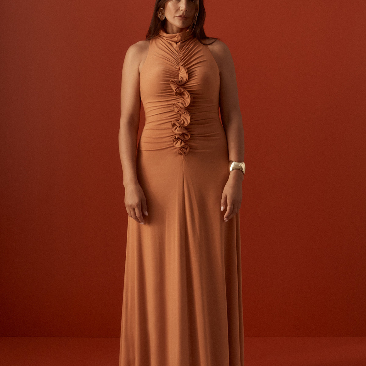 Lara Dress Ginger | Jersey Maxi Dress | SHEIKE