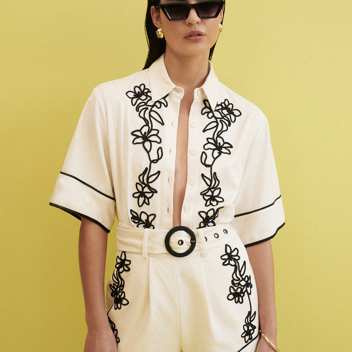 Lotus Flower Short Natural | Applique Shorts | SHEIKE