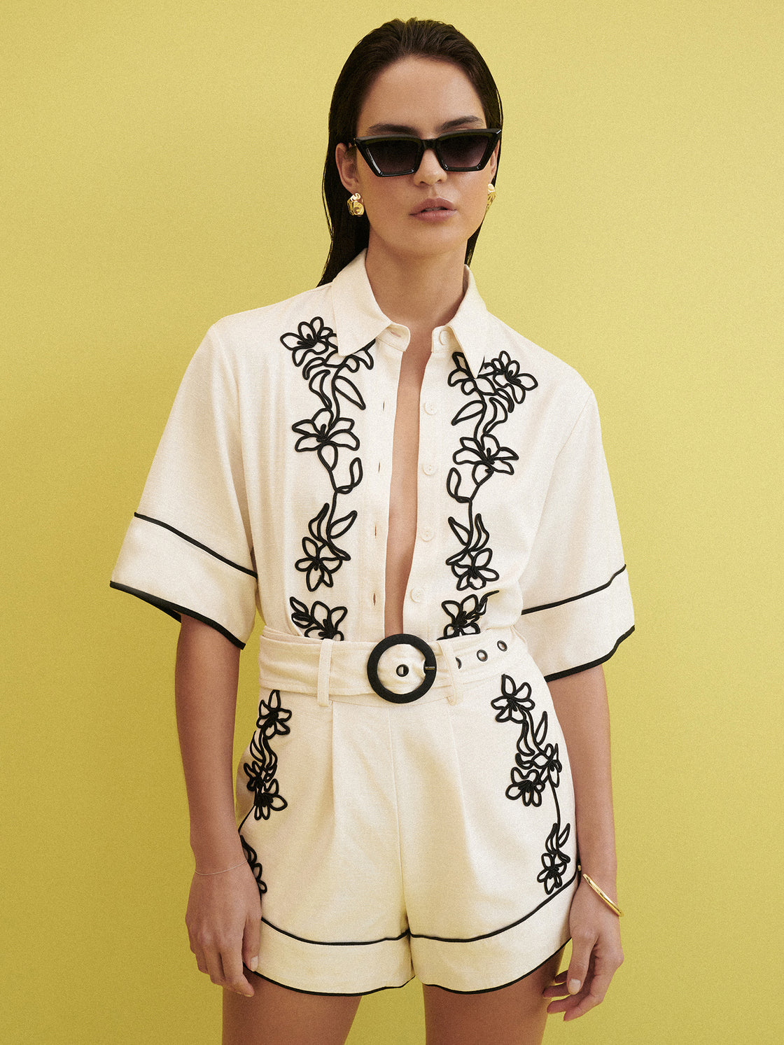 Lotus Flower Short Natural | Applique Shorts | SHEIKE