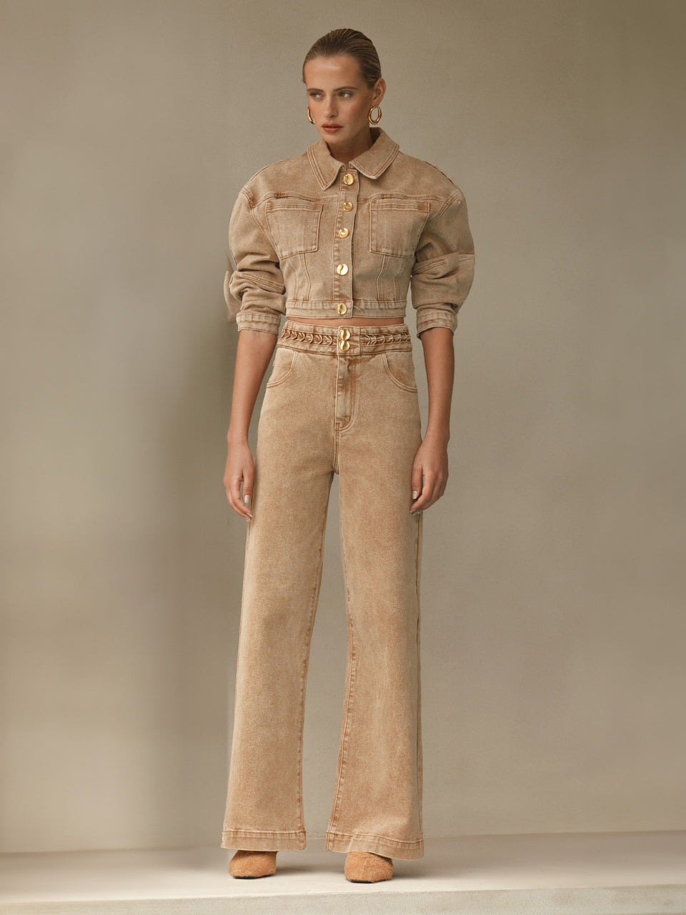 Lucie Jean Sand | Stretch Denim Pants | SHEIKE