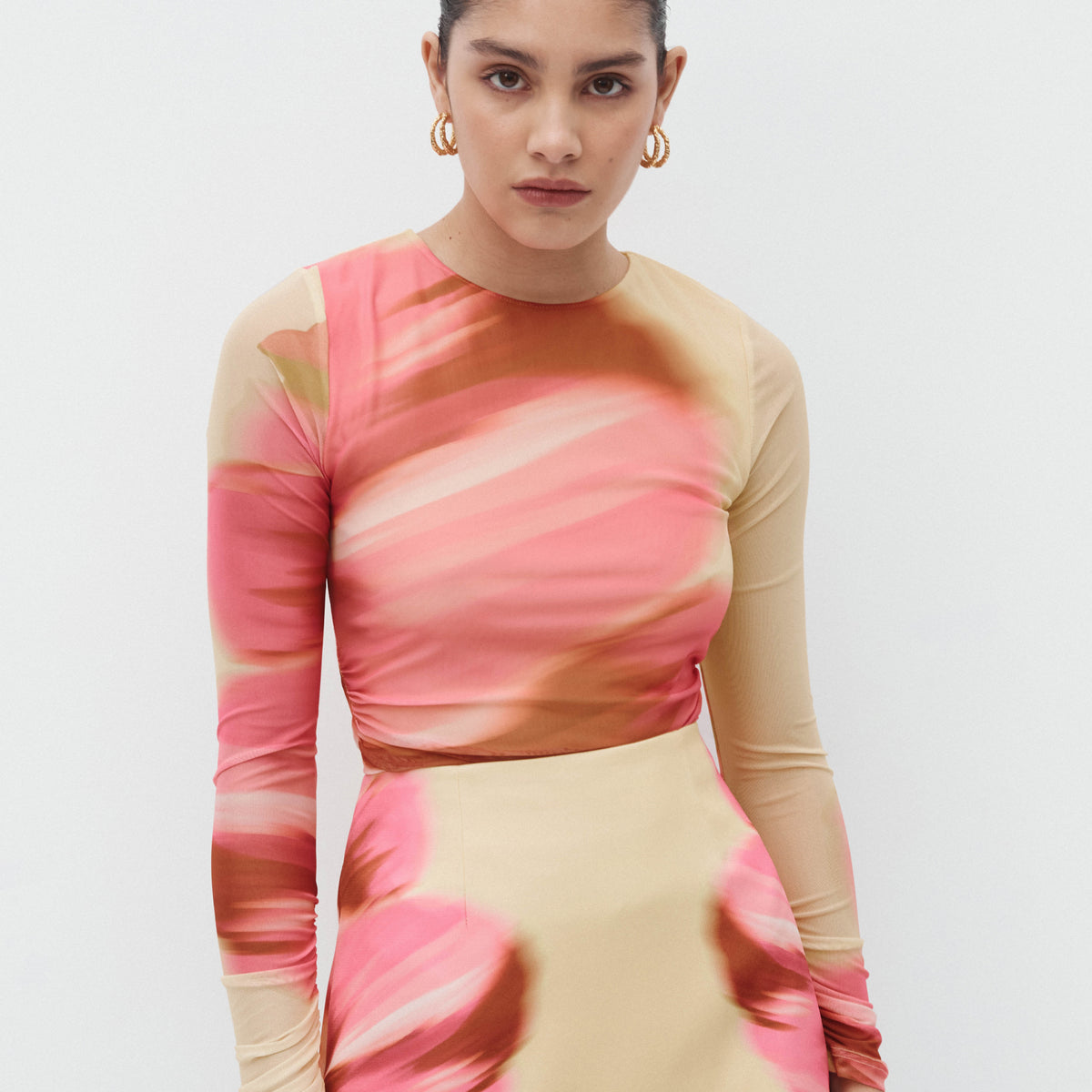 Sabrina Top Floral | Mesh Long Sleeve Top | SHEIKE