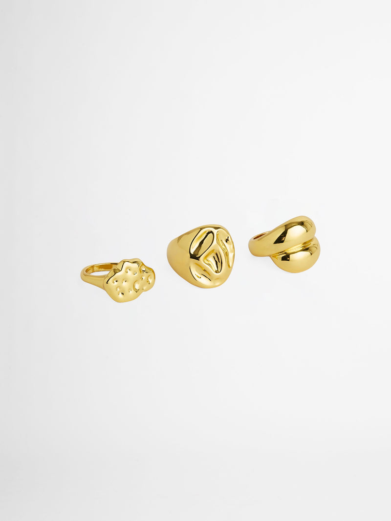 Kendall Ring Pack Gold | Organic Metal Rings | SHEIKE