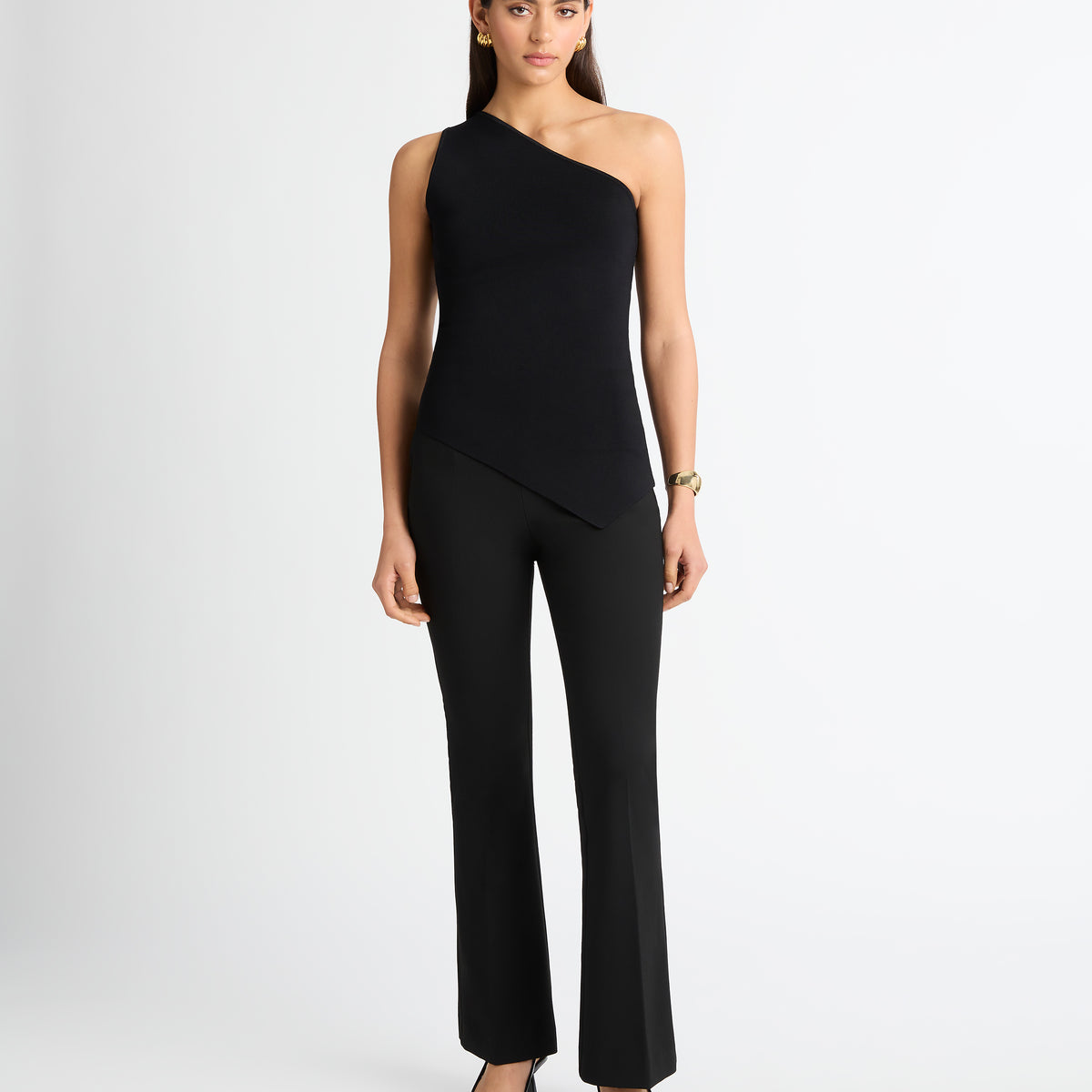 Alyssa Top Black | One Shoulder Knit | SHEIKE