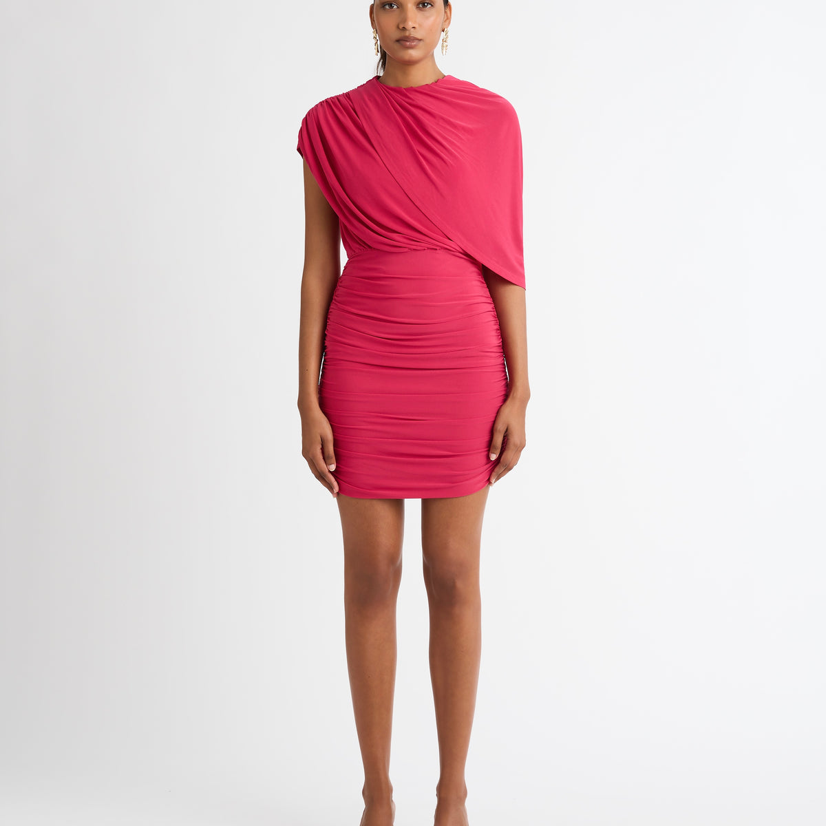 Ruched Mini Dress Raspberry | Pink Mini Dress | SHEIKE