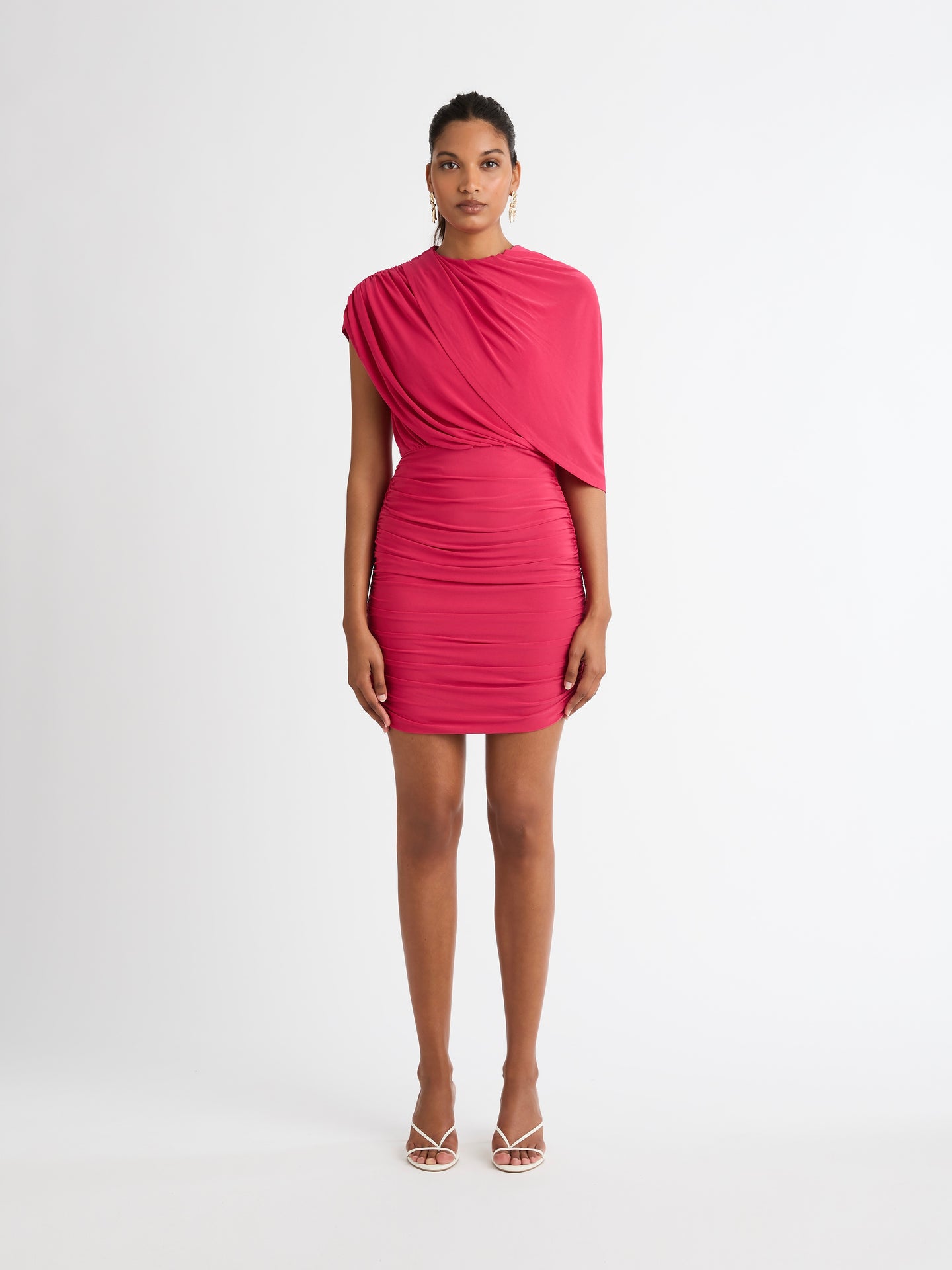 Ruched Mini Dress Raspberry | Pink Mini Dress | SHEIKE