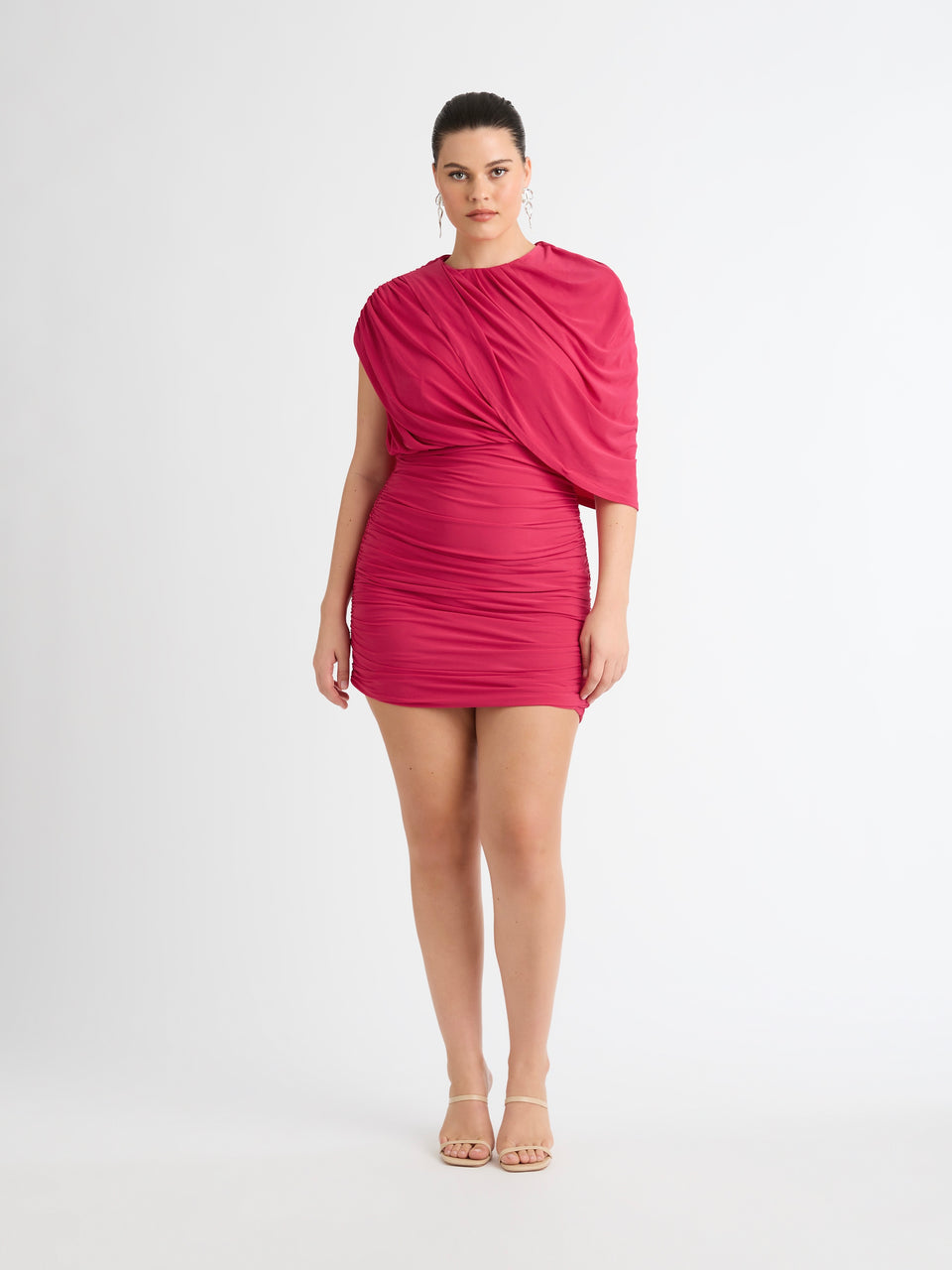 Ruched Mini Dress Raspberry | Pink Mini Dress | SHEIKE