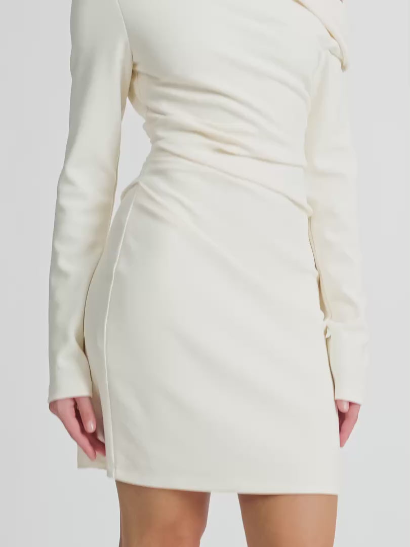 Brydie Mini Dress Cream | Stretch Mini Dress | SHEIKE
